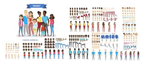 کیت ساخت خانواده کارتونی والدین فرزندان و پدربزرگ ها و مادربزرگ ها