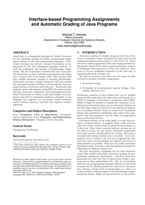 pdf interface based programming assignments and automatic grading of