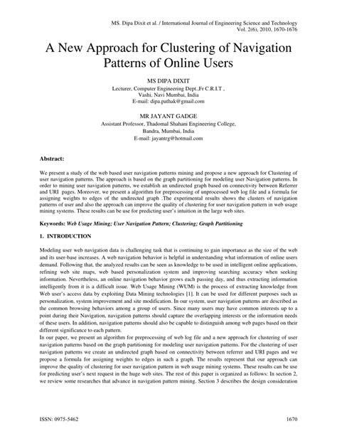 Pdf A New Approach For Clustering Of Navigation Patterns Of Online Users