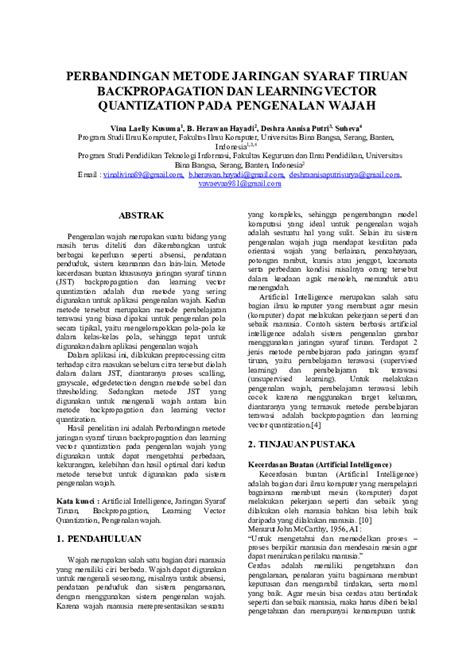 Pdf Perbandingan Metode Jaringan Syaraf Tiruan Backpropagation Dan