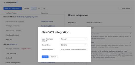 generic vcs integration youtrack server documentation