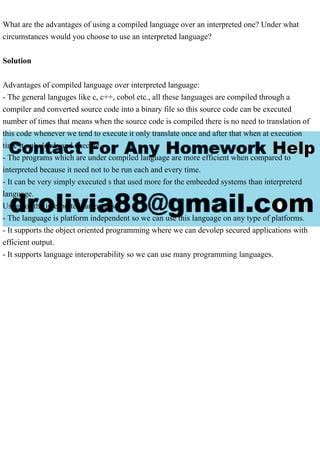 What Are The Advantages Of Using A Compiled Language Over An Interpr Pdf