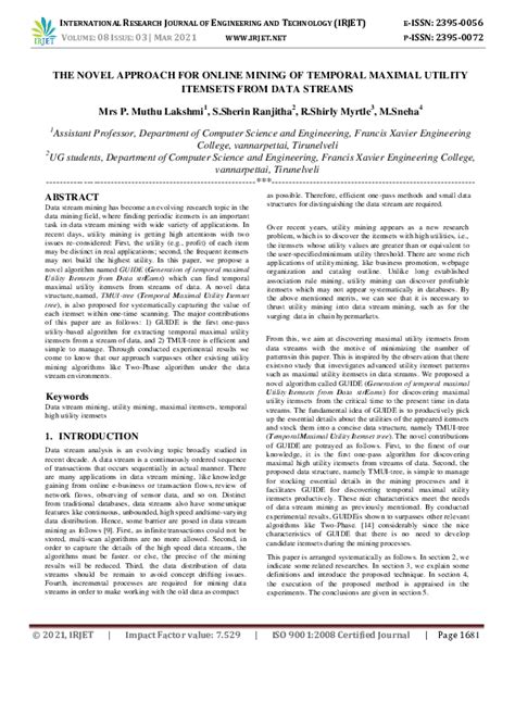 Pdf The Novel Approach For Online Mining Of Temporal Maximal Utility