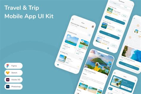Travel And Trip Mobile App Ui Kit Graphic By Betush · Creative Fabrica