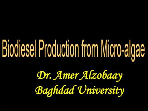 Biofuel Production From Algae Ppt