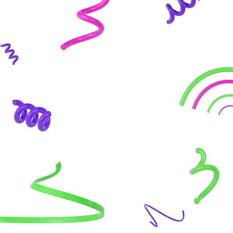 3d 즐 프레임 파티 팝퍼와 콘페티 투명 렌더 플라스티니 컬렉션 프리미엄 Psd 파일