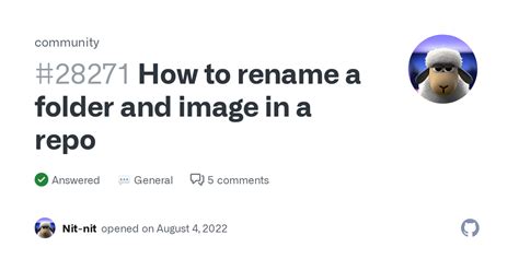 How To Rename A Folder And Image In A Repo · Community · Discussion 28271 · Github