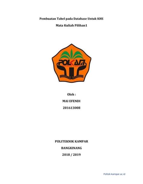 Pembuatan Tabel Pada Database Untuk Khs Doc