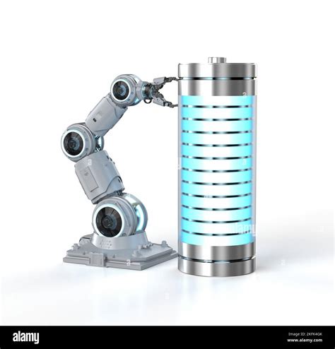 Battery Research And Development With 3d Rendering Robot Hand Hold Li Ion Or Rechargeable