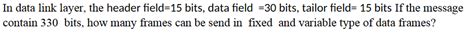 In Data Link Layer The Header Field15 Bits Data