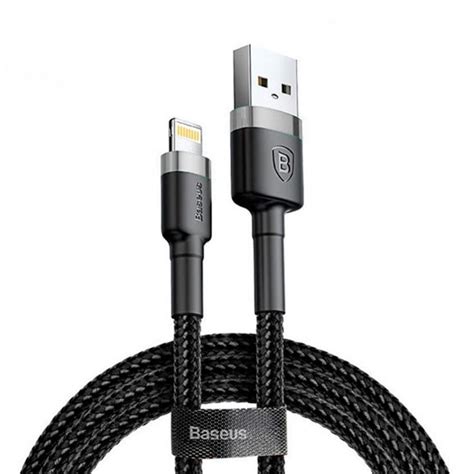 Baseus Cafule Cable Usb For Lightning 2 4a 1m Calklf Bg1 Gray And Black