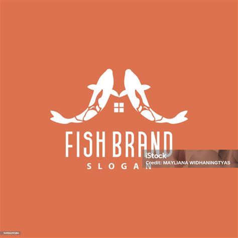 잉어 물고기 로고 디자인 장식 물고기 벡터 수족관 장식 일러스트 레이 션 브랜드 제품 로고에 대한 스톡 벡터 아트 및 기타