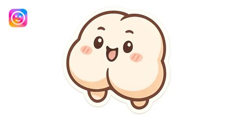 A White Cartoon Butt Outlined Fun Expression Chibi Style Emoji Ai