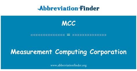 Mcc Definition Measurement Computing Corporation Abbreviation Finder