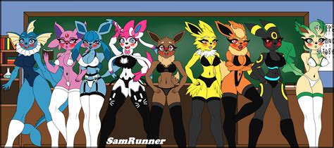 rule 34 9girls all nine eeveelutions anthro blacky pokemon booster