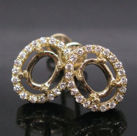 Oval Cut 5x7mm Solid 14k Yellow Gold Natural Diamond Semi Mount