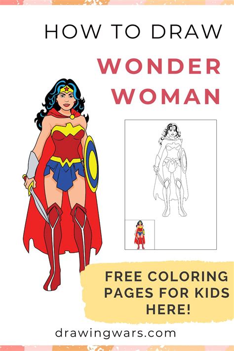 Easy How To Draw Wonder Woman Tutorial Video And Wonder Woman Coloring