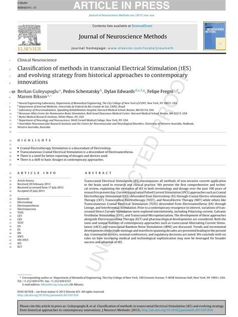 Pdf Classification Of Methods In Transcranial Electrical Stimulation