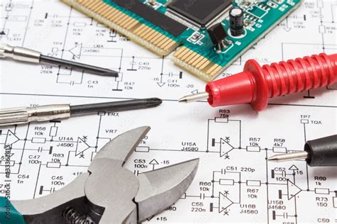 Circuit Board With Transistors Resistors Capacitor Diagram Of Electronics Cable Of