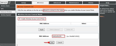 how do i configure the wireless mac filtering on my router singapore