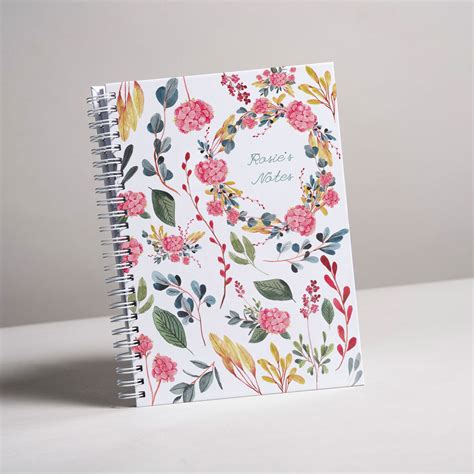 Personalised Notebook Watercolour Floral Gettingpersonal