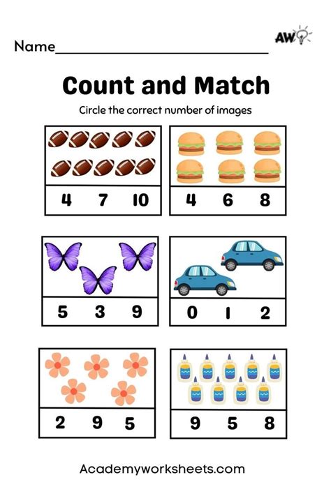 The Best Matching Numbers With Objects 1 10 For Pre K And
