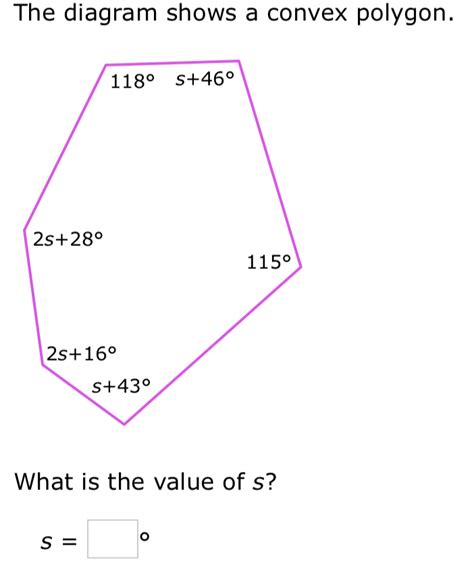 solved the diagram shows a convex polygon what is the value of s s