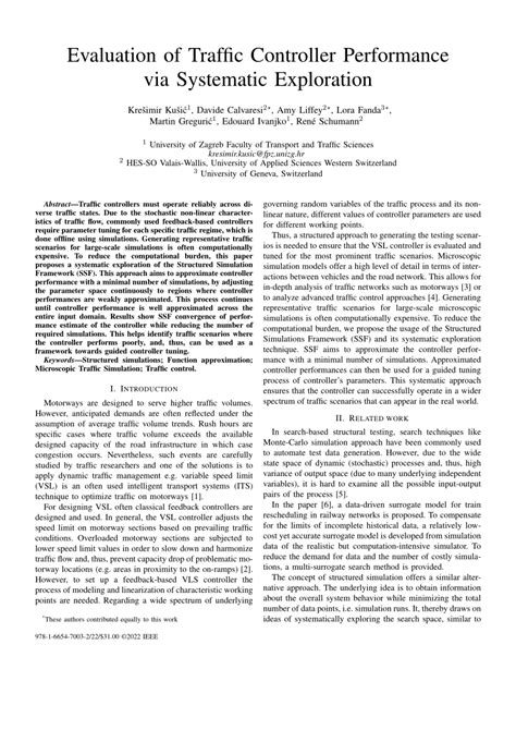 Pdf Evaluation Of Traffic Controller Performance Via Systematic Exploration