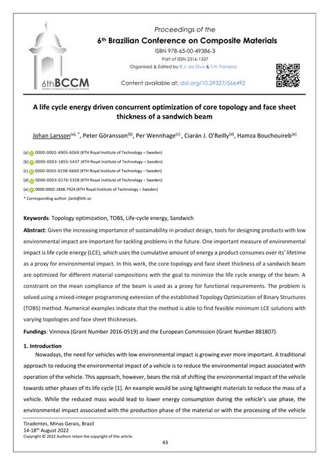 Pdf A Life Cycle Energy Driven Concurrent Optimization Of Core Topology And Face Sheet