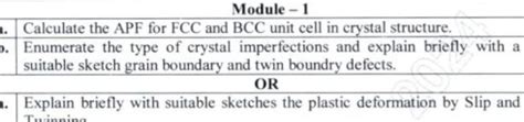 Module 1 Calculate The Apf For Fcc And Bcc Unit Cell In Crystal Structu