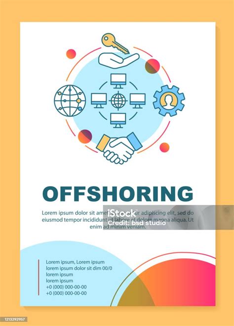 오프 쇼어 링 브로셔 템플릿 레이아웃 비즈니스 파트너십 전단지 소책자 선형 그림이있는 전단지 인쇄 디자인 잡지 연례 보고서 광고 포스터에 대한 벡터 페이지 레이아웃 A4