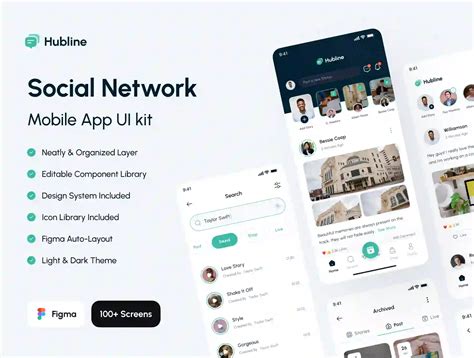 Hubline Social Network Mobile App Ui Kit Ui Kits — Ui Custom