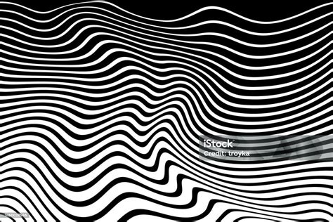 추상 흑백 물결 모양의 선 패턴 3d 환상 효과 0명에 대한 스톡 벡터 아트 및 기타 이미지 0명 3차원 형태 검은색 Istock