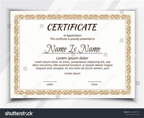 Certificate Potrait Landscape Template Diploma Border Stock Vector
