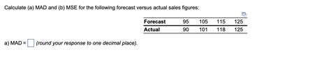 Solved Calculate A Mad And B Mse For The Following