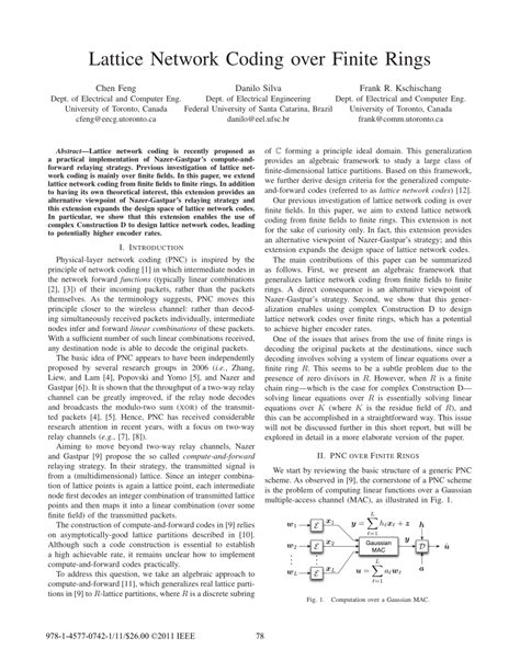 Pdf Lattice Network Coding Over Finite Rings