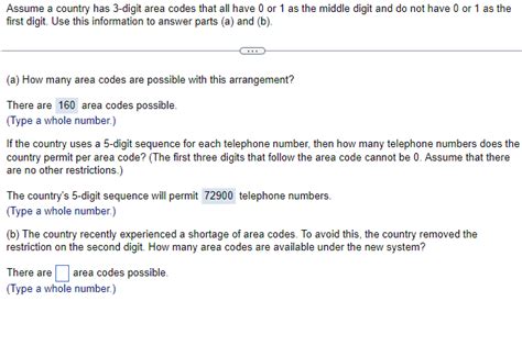 Solved Assume A Country Has 3 Digit Area Codes That All Have