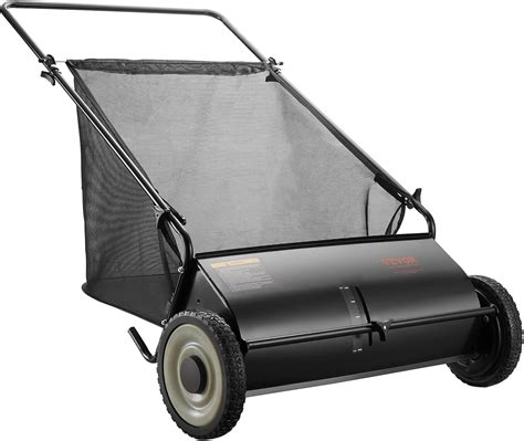 Vevor Push Lawn Sweeper 26 Inch Leaf And Grass Collector Strong Rubber