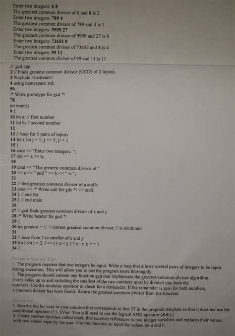 Solved Enter Two Integers 68 The Greatest Common Divisor Of