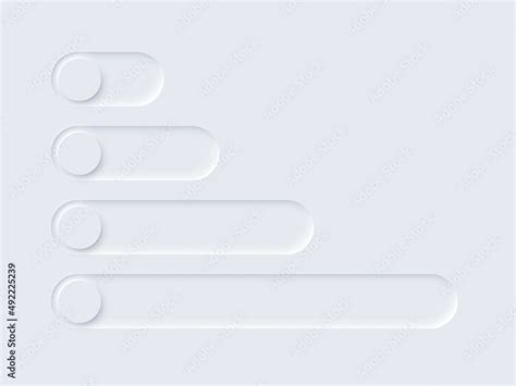 Neomorphism UI Slide Bar Set Neumorphic Soft White Slidebars With Shadow For Mobile App Stock