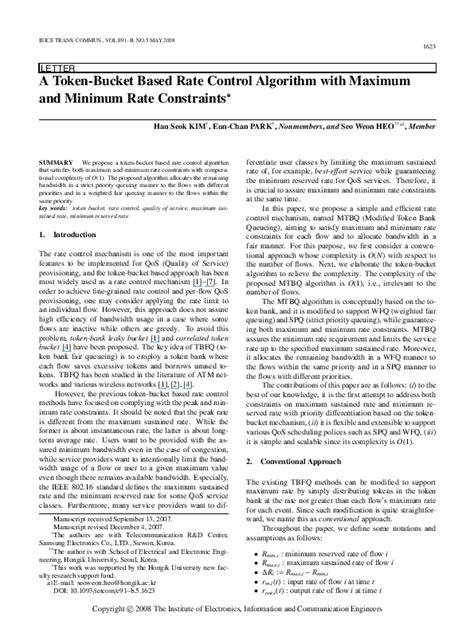 pdf a token bucket based rate control algorithm with maximum and