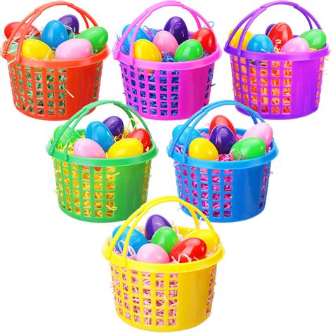 Buy 48 Pieces Easter Egg Baskets Set Include 6 Plastic Easter Egg Hunt Baskets With Handle 36
