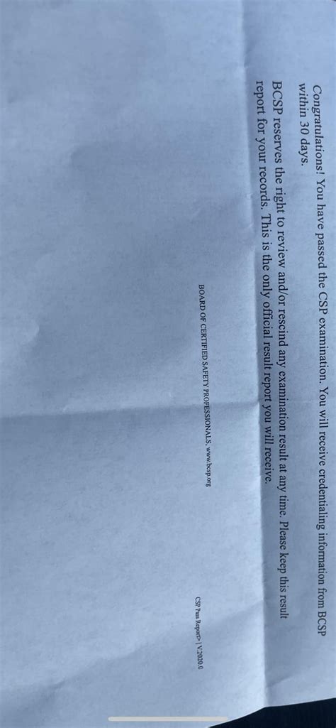 Passed My Csp R Safetyprofessionals