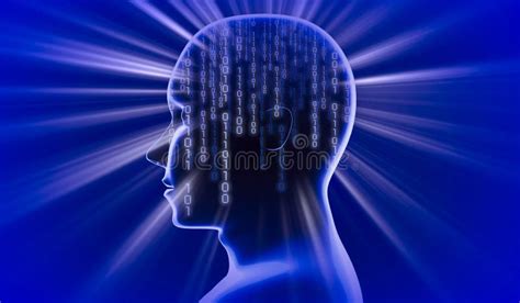 Geometrical Man Face With Binary Code And Rays Of Light Stock Illustration Illustration Of