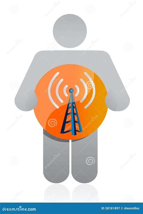 Figure Holding Rss Feed Button Stock Illustration Illustration Of