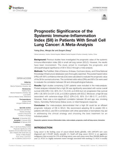 Pdf Prognostic Significance Of The Systemic Immune Inflammation Index