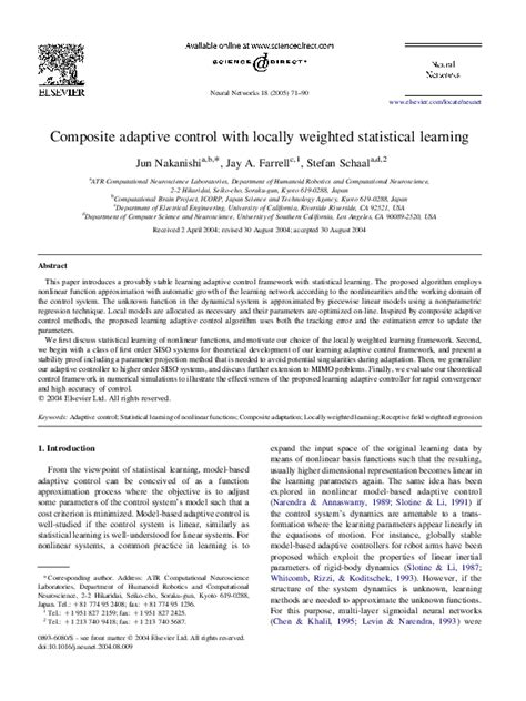 Pdf Composite Adaptive Control With Locally Weighted Statistical Learning
