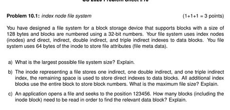 Problem 101 Index Node File System 111 3