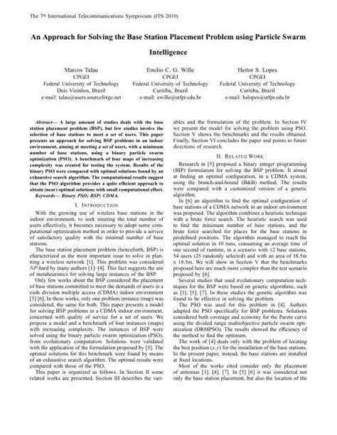 An Approach For Solving The Base Station Placement Problem Using