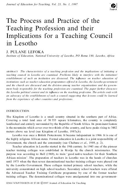Pdf The Process And Practice Of The Teaching Profession And Their
